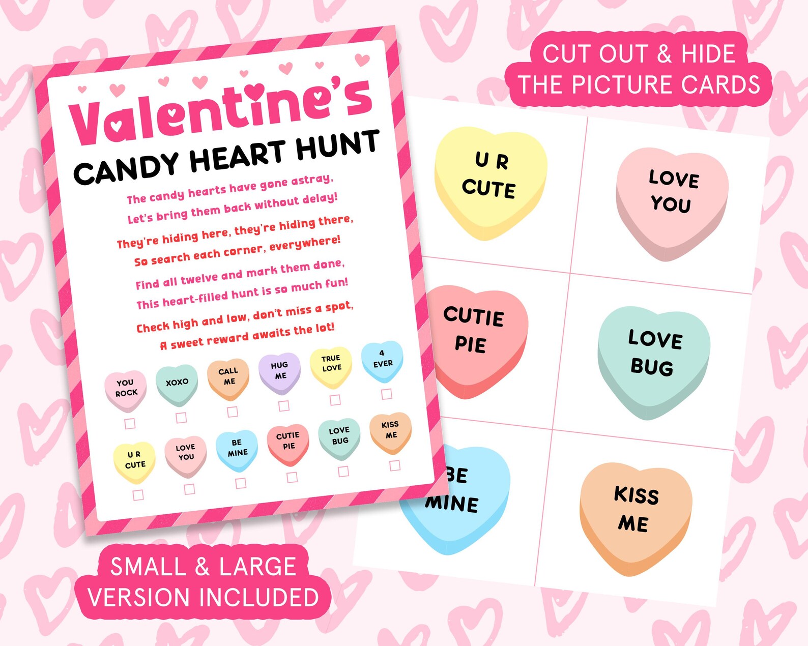 Valentine's Candy Heart Hunt Valentine's Day Games for Kids Valentine ...