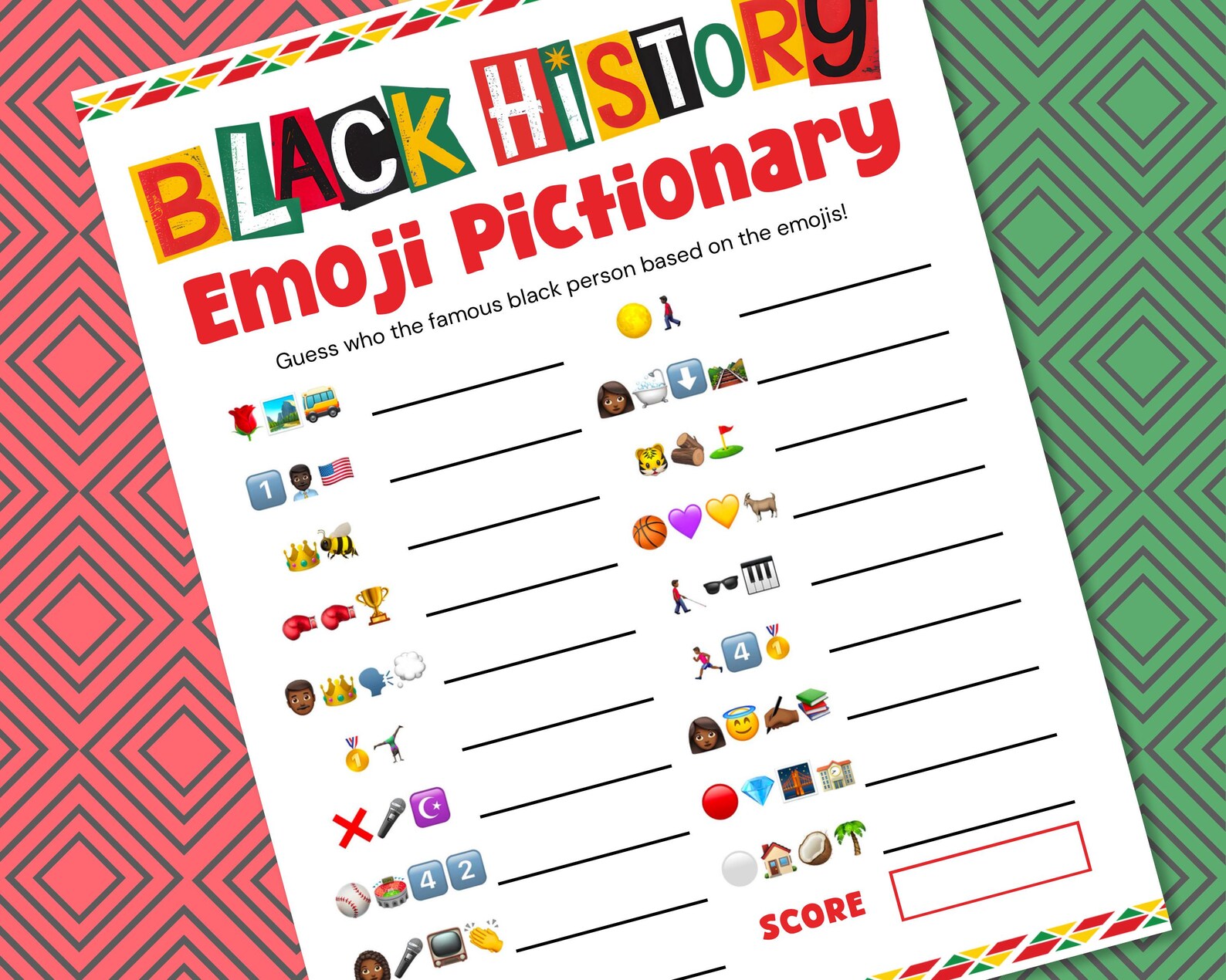 Black History Emoji Pictionary Black History Month Games for Kids Black ...