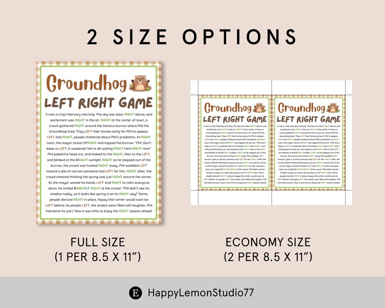 Groundhog Day Left Right Game Groundhog Day Games Kids Groundhog Day ...