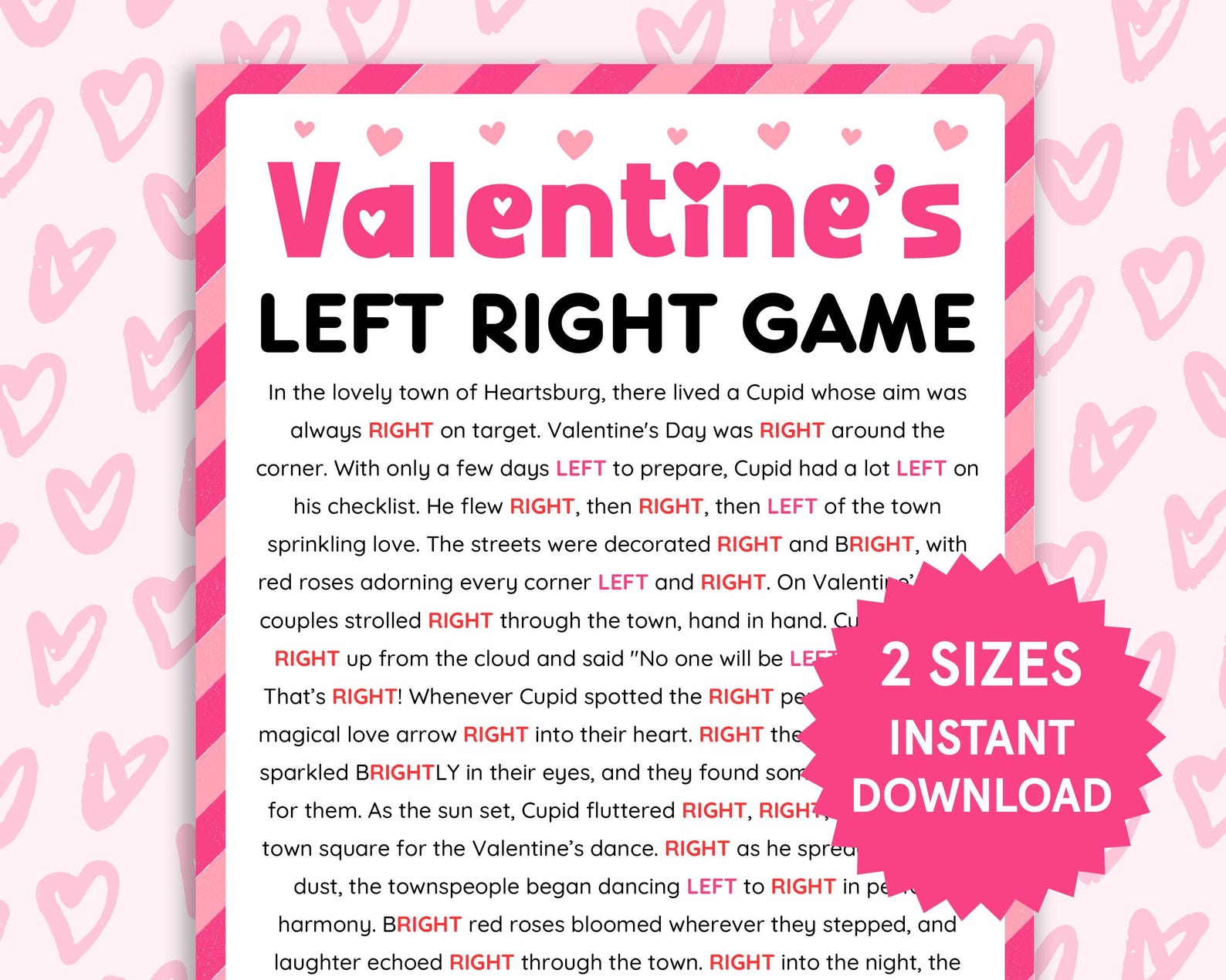 Valentines Left Right Game Adults Valentines Games Group Games ...