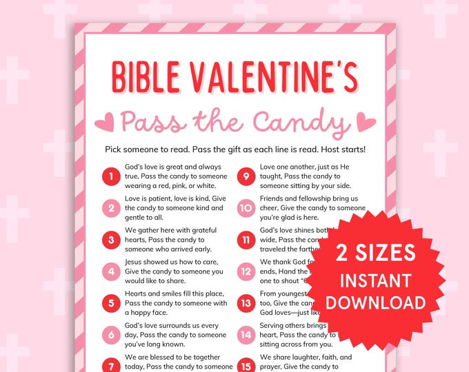 Bible Pass the Candy Bible Valentines Game Bible Game for Kids & Adults ...