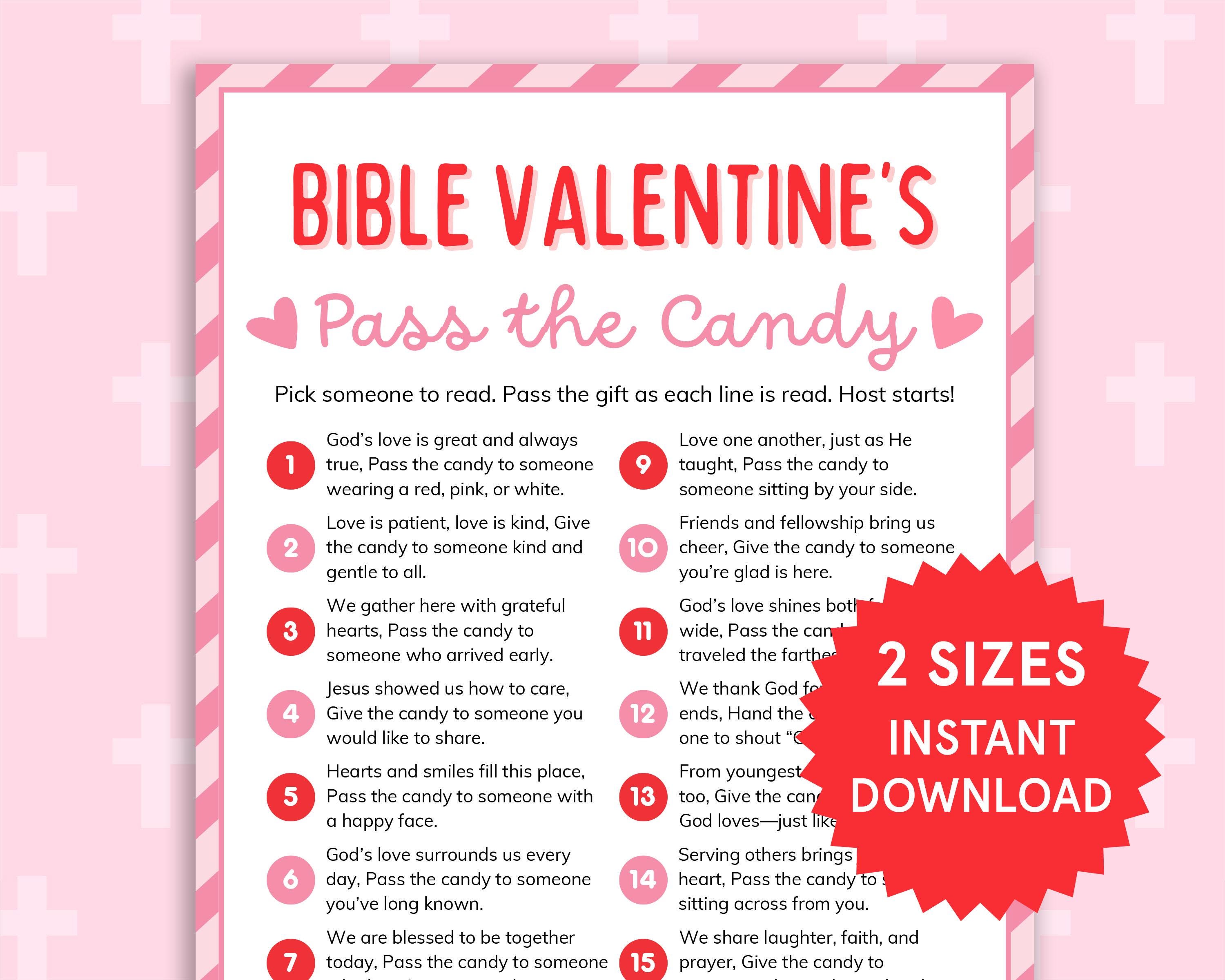 Bible Pass the Candy Bible Valentines Game Bible Game for Kids & Adults ...