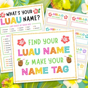Whats Your Luau Name, Name Tags, Sign Luau Name Game Luau Games for ...