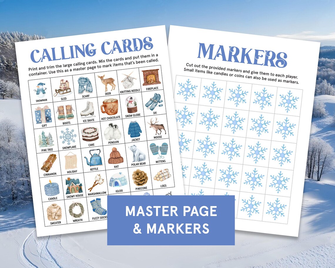 Winter Bingo Winter Bingo Cards Printable Winter Games Winter Party ...