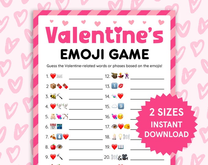 Valentines Emoji Pictionary Valentines Games for Kids Adults Valentine ...