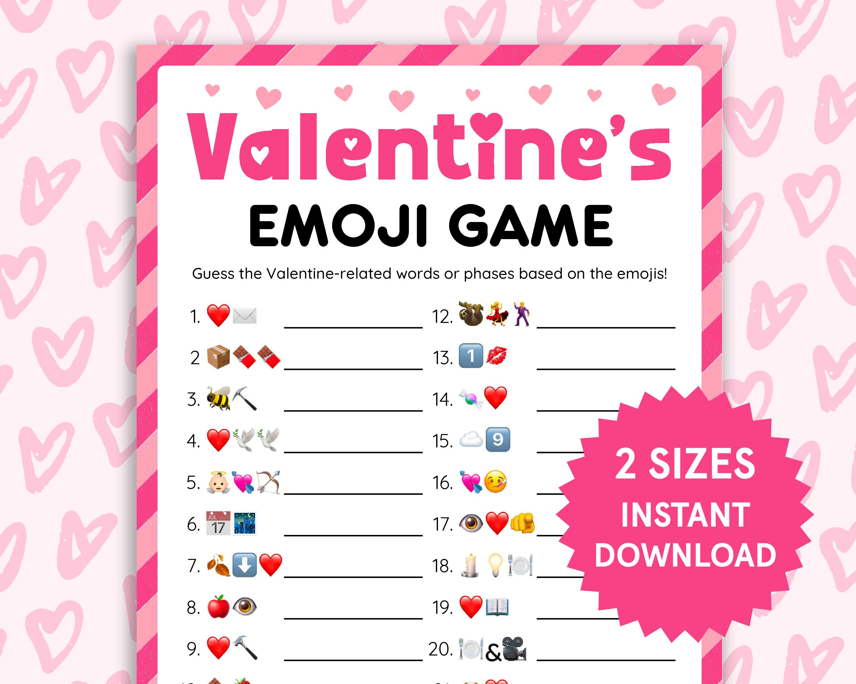 Valentines Emoji Pictionary Valentines Games for Kids Adults Valentine ...