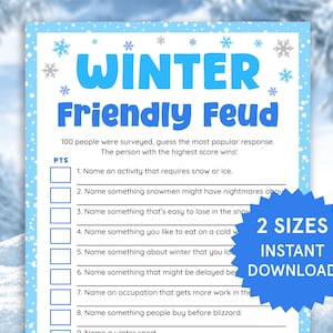 Winter Friendly Feud Winter Games for Kids Adults Winter Feud Winter ...