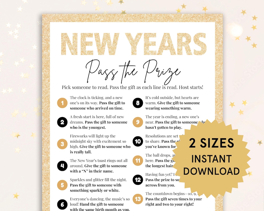 New Years Pass the Prize 2025 New Years Game New Years Eve Party Games ...