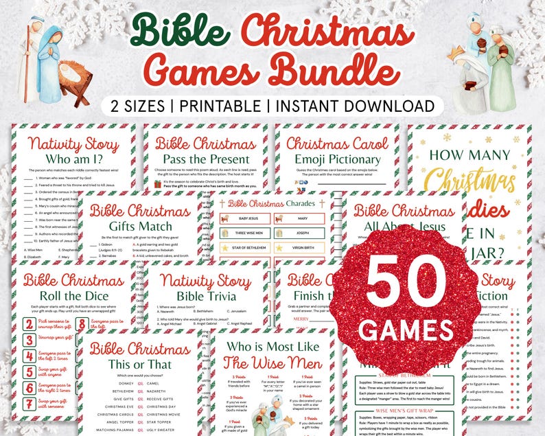 Christmas Bible Games Bundle Bible Christmas Games for Kids Bible ...