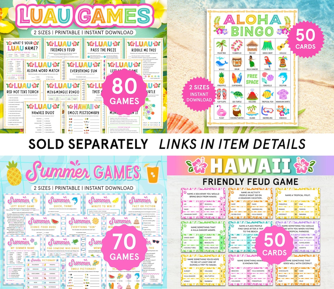 Hawaii Emoji Pictionary Hawaii Birthday Games Hawaii Theme Party Aloha ...