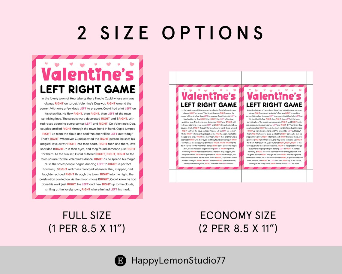Valentines Left Right Game Adults Valentines Games Group Games ...
