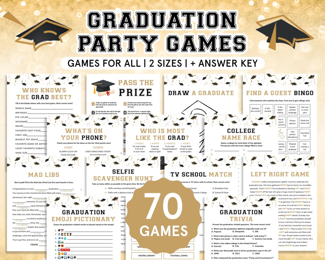 Graduation Games Bundle | Class of 2026 Graduation Party Games ...