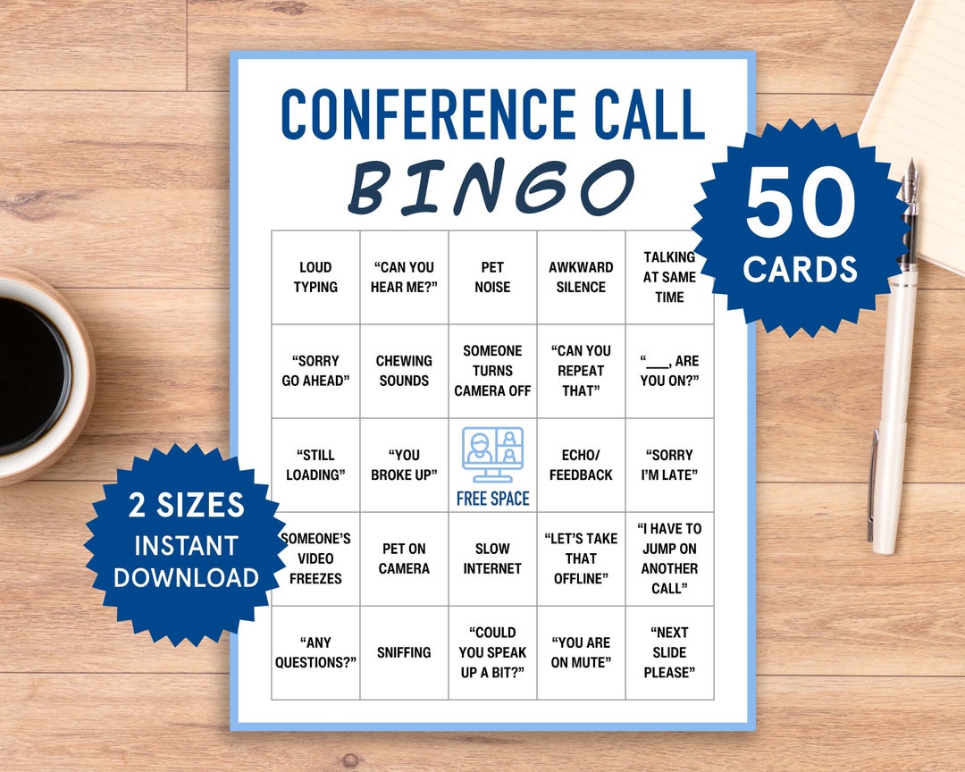 Conference Call Bingo Game Cards Conference Call Game Work Bingo Office ...