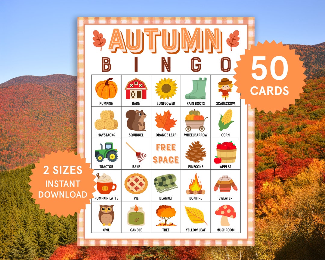 Fall Bingo Autumn Bingo Fall Bingo Cards Printable Fall Games Fall ...
