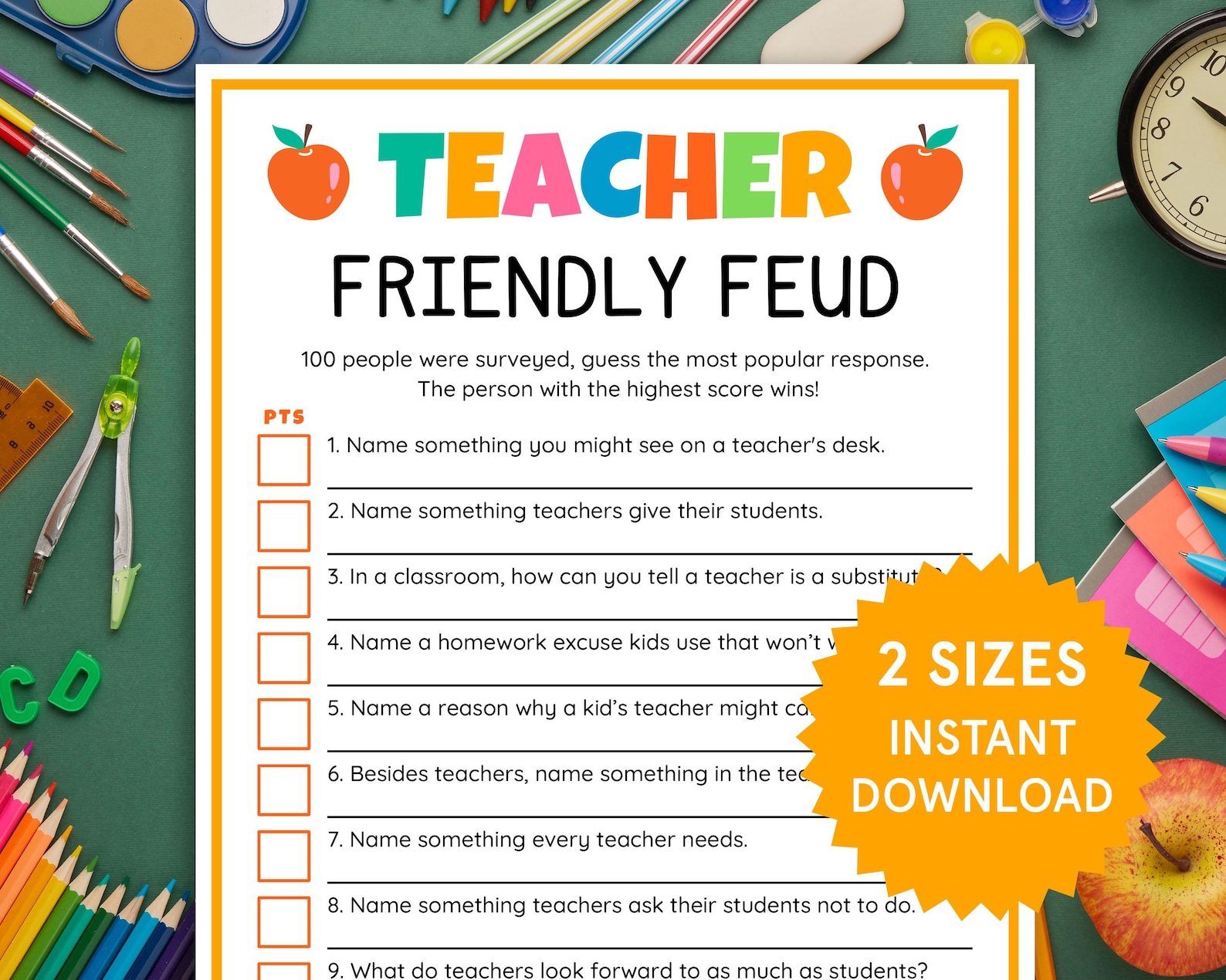 Teacher Friendly Feud Teacher Games School Games Teacher Party Games ...