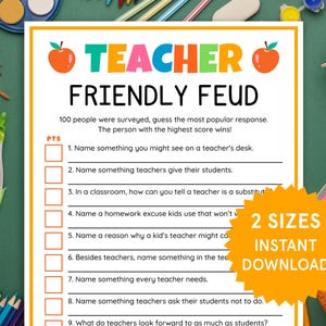 Teacher Friendly Feud Teacher Games School Games Teacher Party Games ...