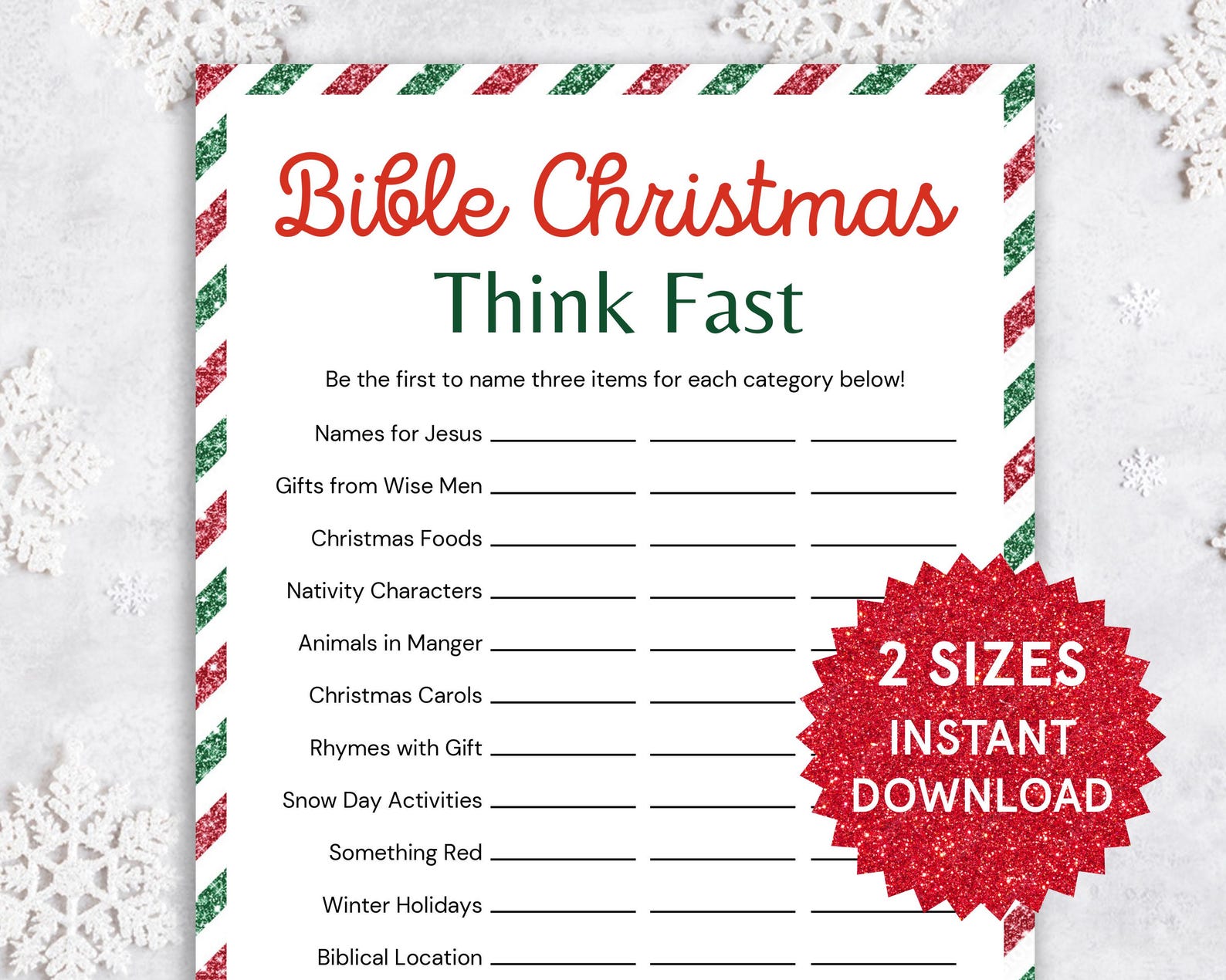 Christmas Bible Think Fast Bible Christmas Games for Kids Bible Trivia ...