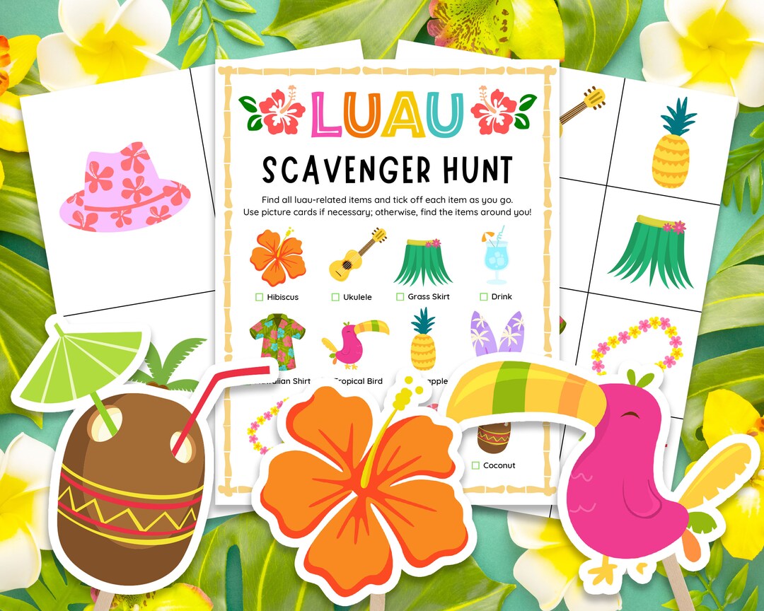 Luau Scavenger Hunt Luau Games Luau Games for Kids Hawaii Birthday ...