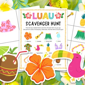 Luau Scavenger Hunt Luau Games Luau Games for Kids Hawaii Birthday ...