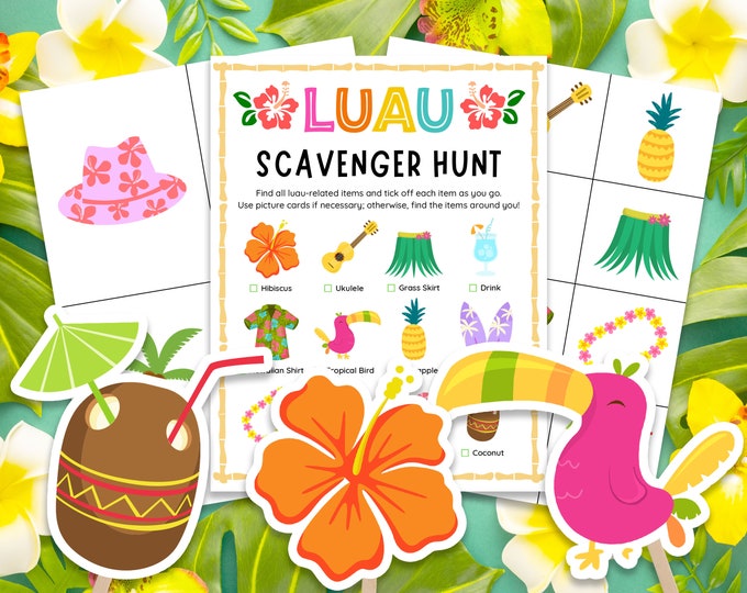 Luau Scavenger Hunt Luau Games Luau Games for Kids Hawaii Birthday ...