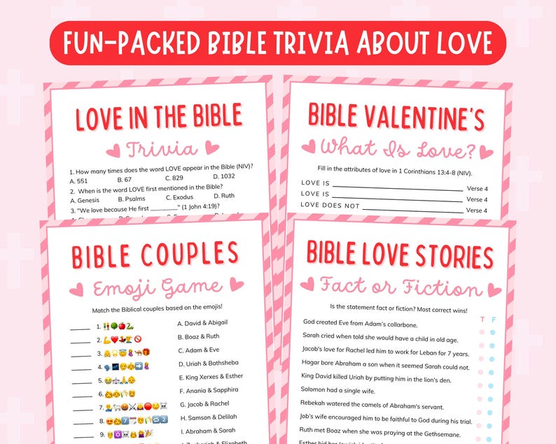 Bible Valentines Games Bundle Bible Valentine's Games for Kids and ...