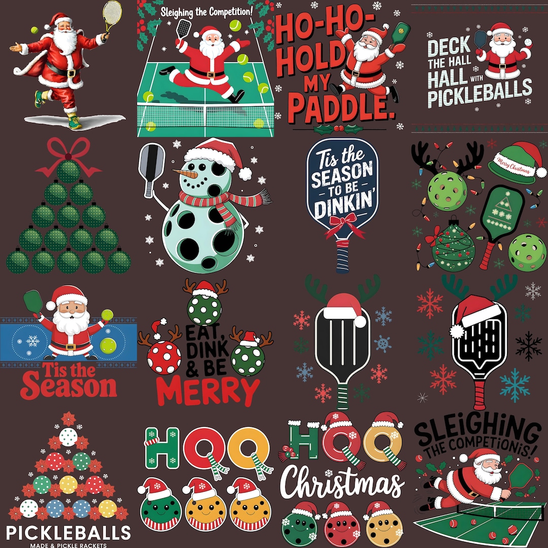 16 Pickleball Christmas Tree PNG Bundle, Pickleball Christmas Png ...