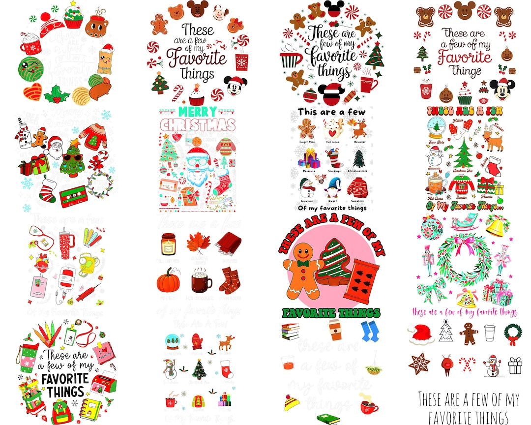 16 Favorite Things PNG, Christmas PNG, Minimalist Christmas, Bell ...