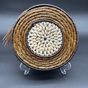 Cowrie Shell Pine Needle Basket | Natural | Shell | Southwest | Gift ...