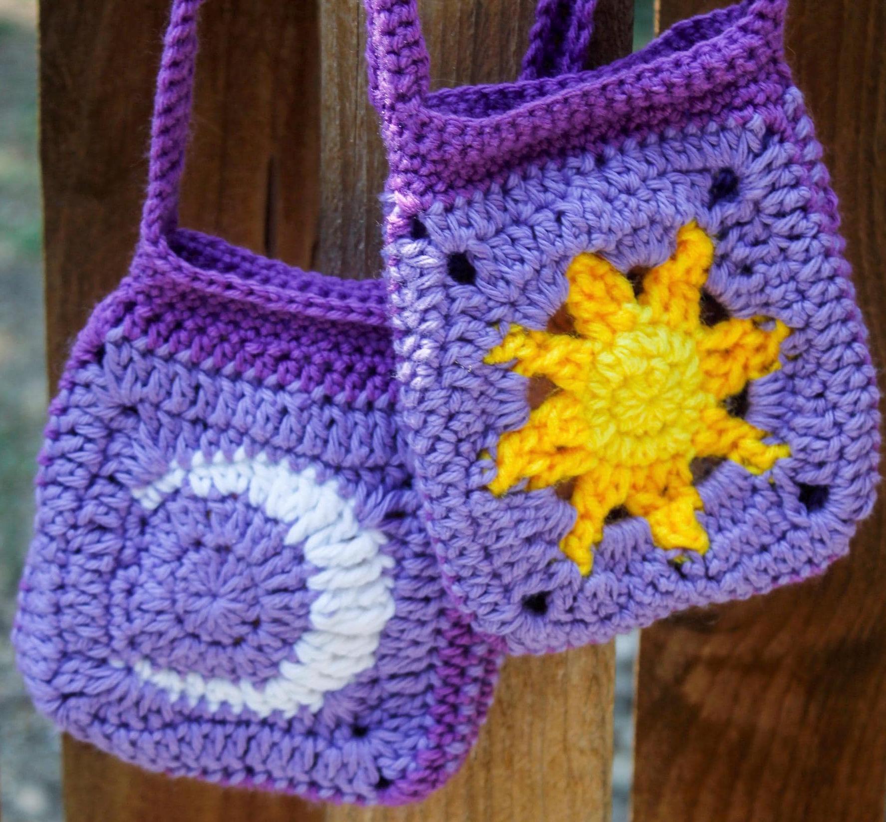 Celestial Crochet Bag,sun and Moon Purse,handmade Crochet Bag,unique ...