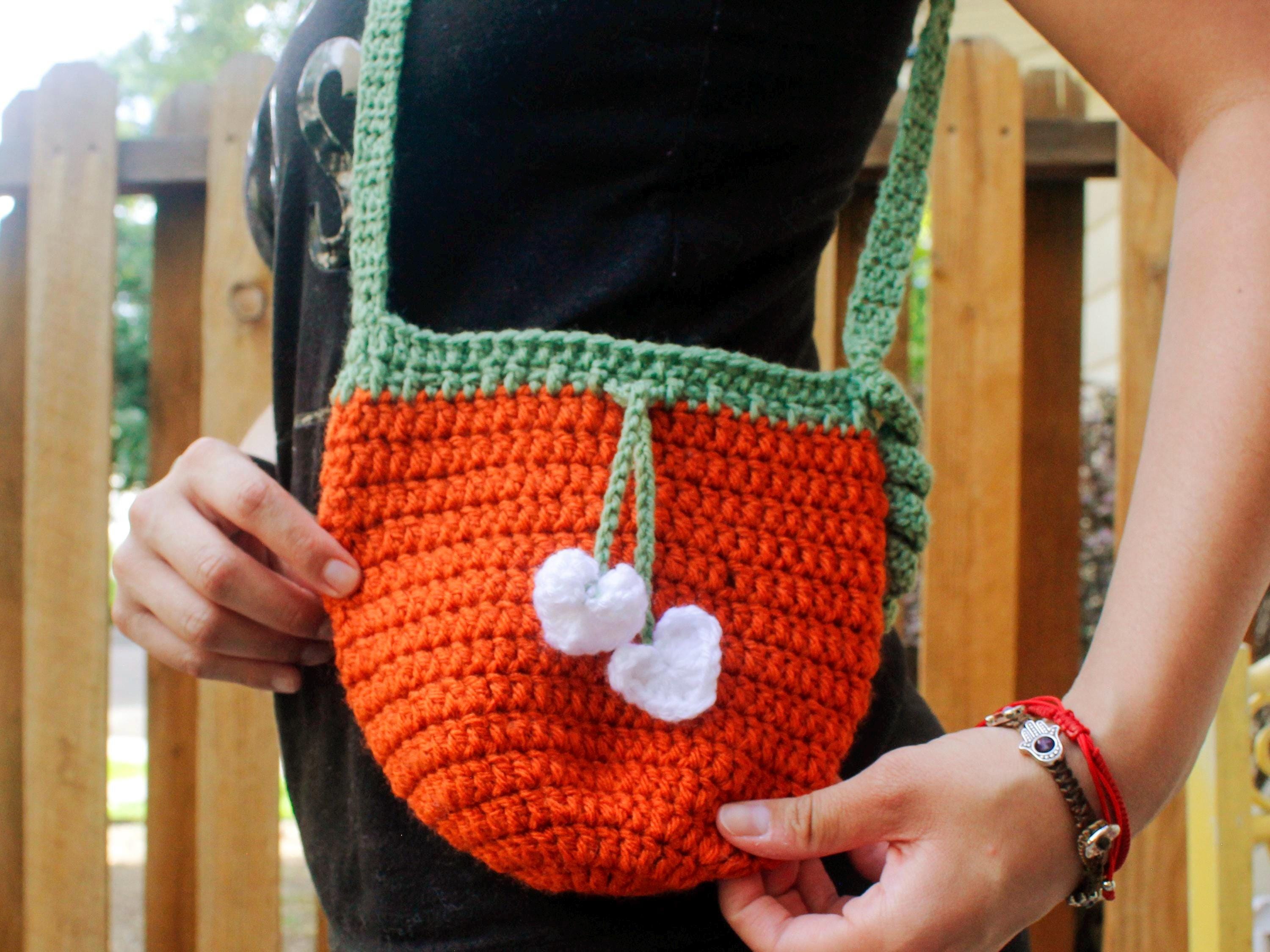 Crochet Pumpkin Purse: Handmade Fall Drawstring Bag - Etsy