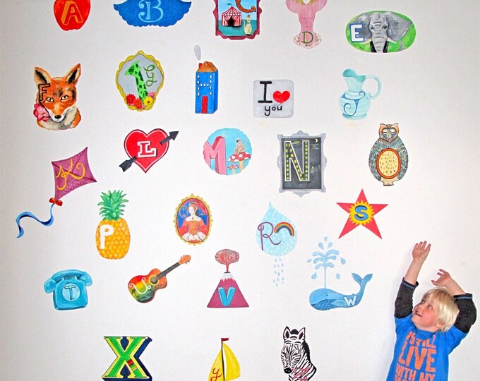 NEW - ALPHABETICA - Alphabet Fabric Wall Stickers LARGE - Etsy