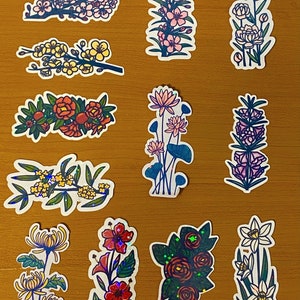 Chinese Birth Flower Sticker | Holographic Vinyl Decal - Etsy