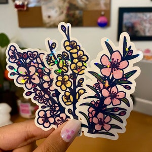 Chinese Birth Flower Sticker | Holographic Vinyl Decal - Etsy