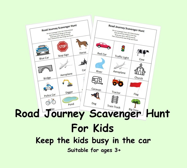 Road Journey Scavenger Hunt for Kids, Car Trip Entertainment, Keep Busy ...
