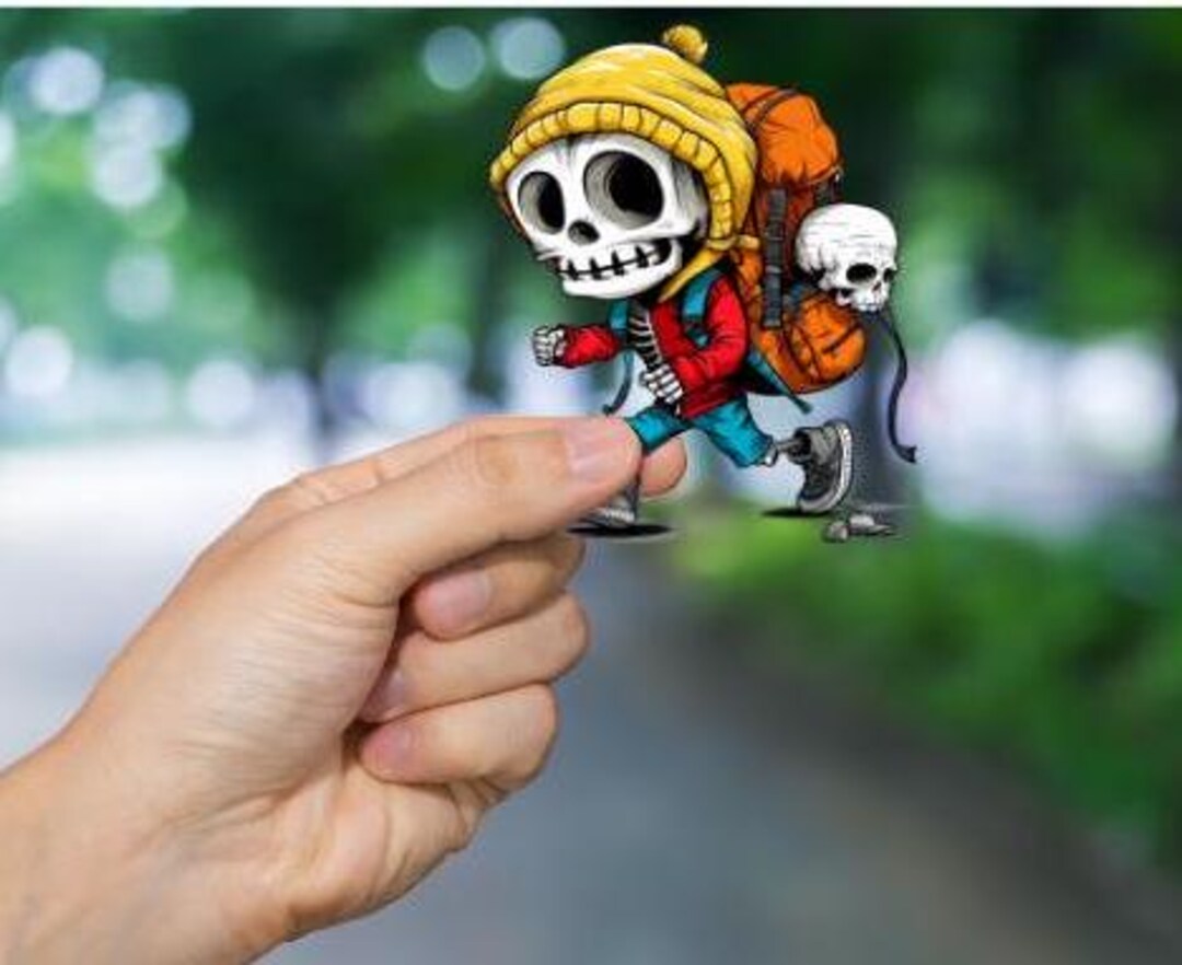 Hiking Skeleton Sticker Funny Skeleton Hiker Decal Spooky Outdoor ...