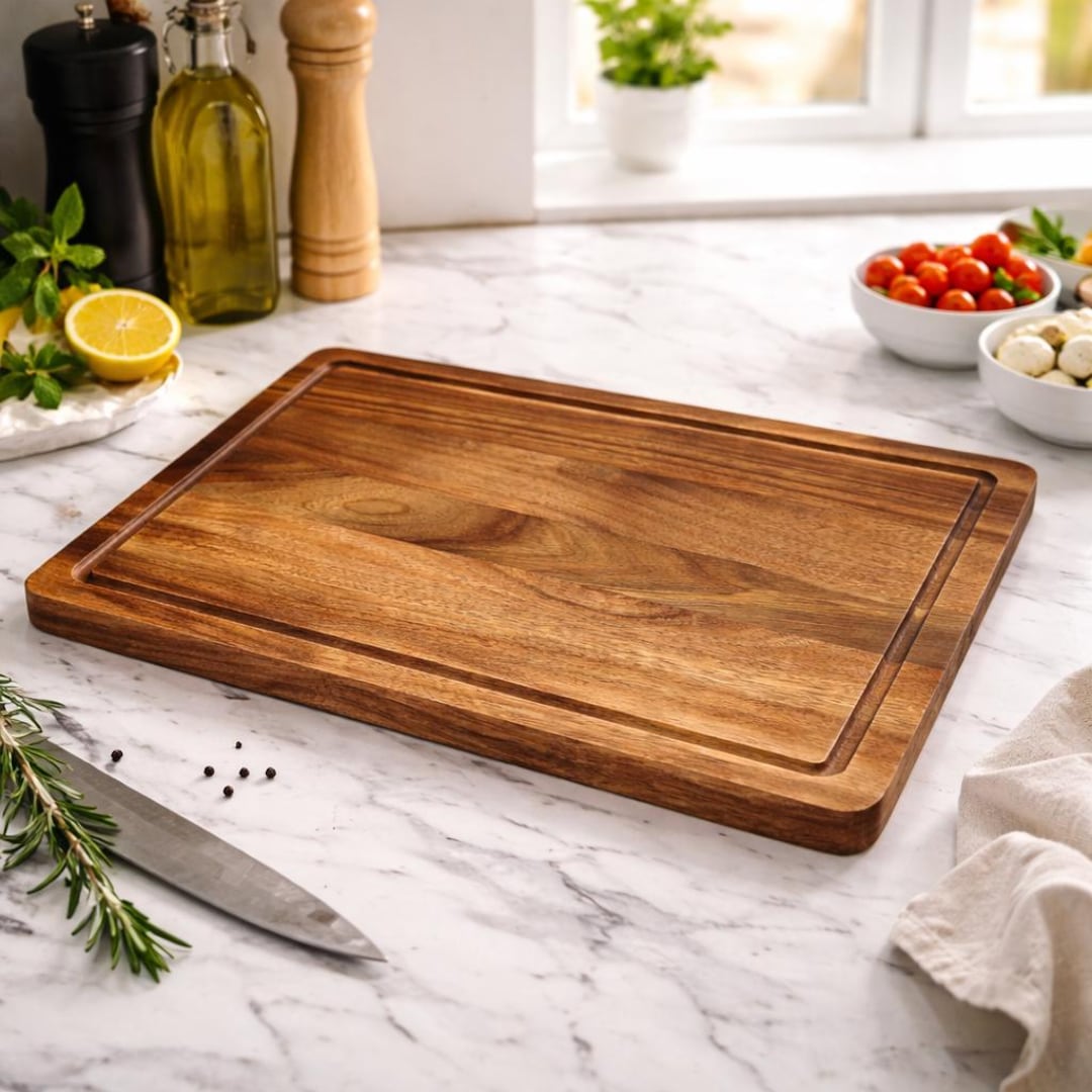 Handcrafted Acacia Wood Cutting Board, Reversible Charcuterie Server - Etsy