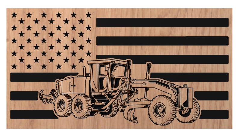 Motor Grader Logo American Flag SVG Vector Vcarve Pro File CNC - Etsy ...