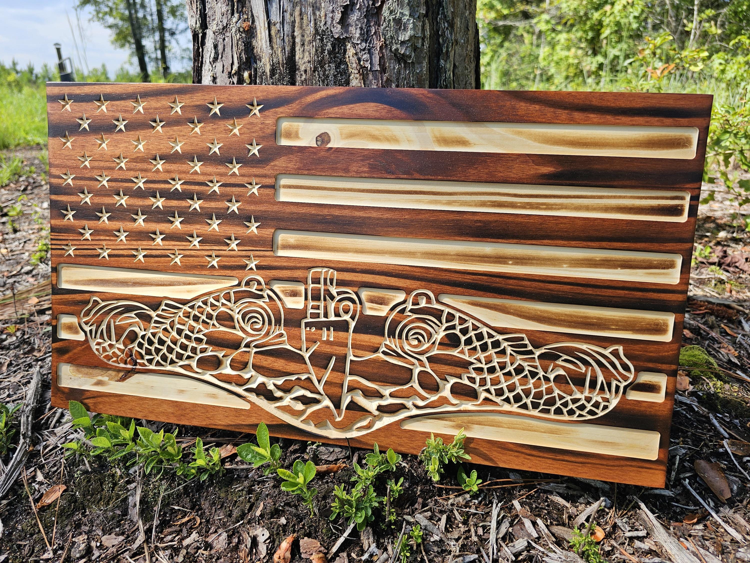Wooden USN Navy Submarine Dolphins Flag Sign USA - Etsy