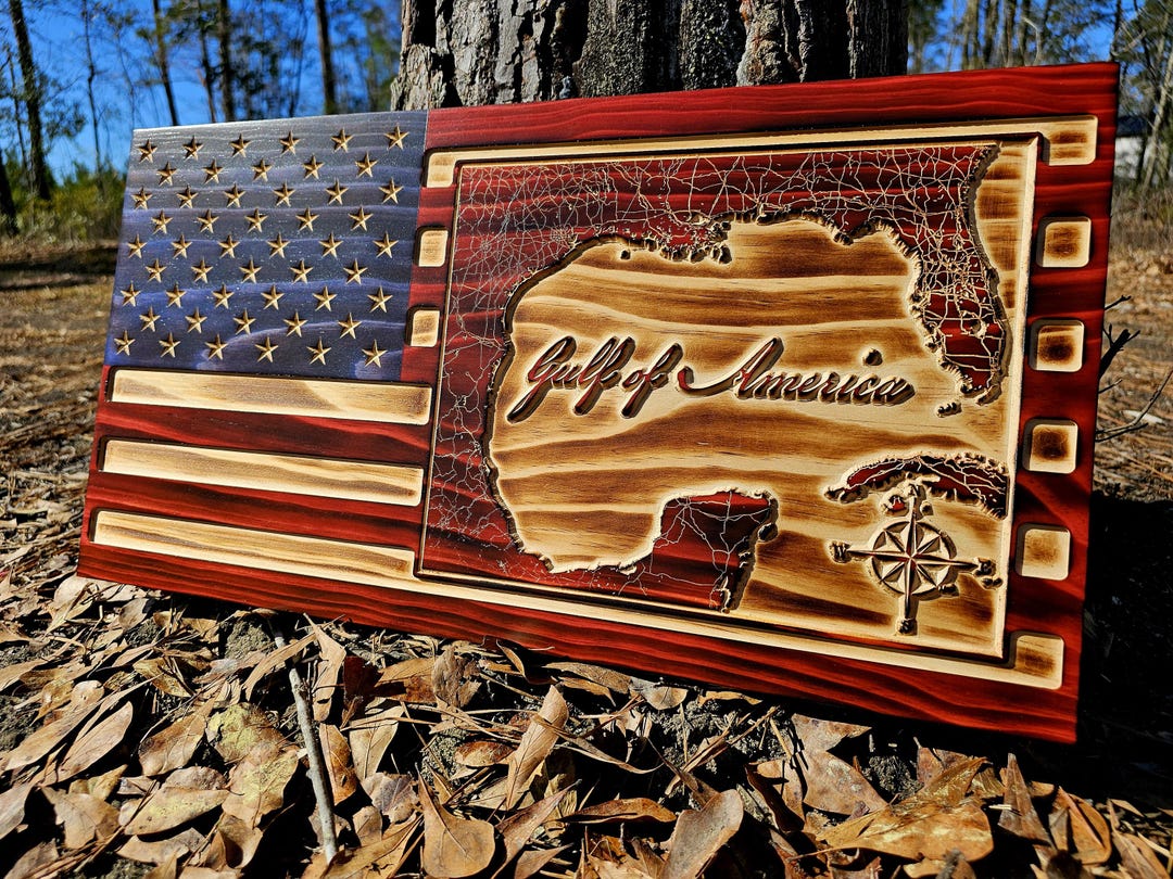Wooden Gulf of America Trump Flag Sign USA - Etsy