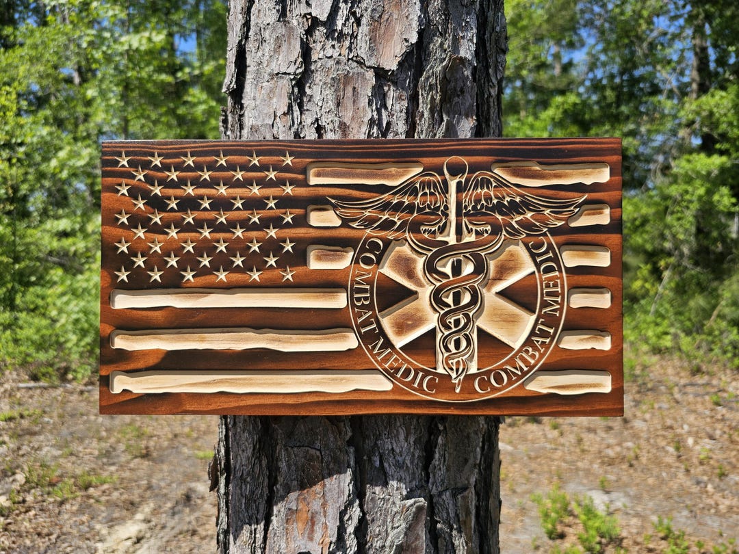 Wooden Combat Medic American Flag Sign USA - Etsy