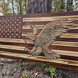 Wooden Bald Eagle Flag Sign USA - Etsy