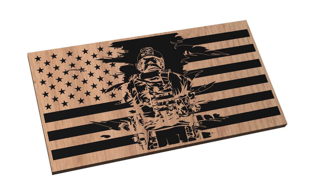 Wooden Soldier Tattered American Flag Sign USA - Etsy