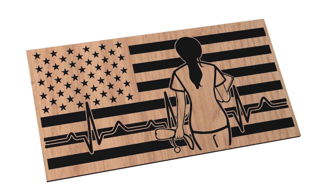 Wooden Nurse and EKG American Flag Sign USA - Etsy