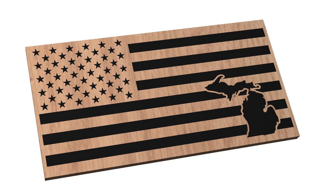 Wooden State of Michigan American Flag Sign USA - Etsy
