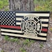 Wooden Fire Department Red Line Flag Sign USA - Etsy