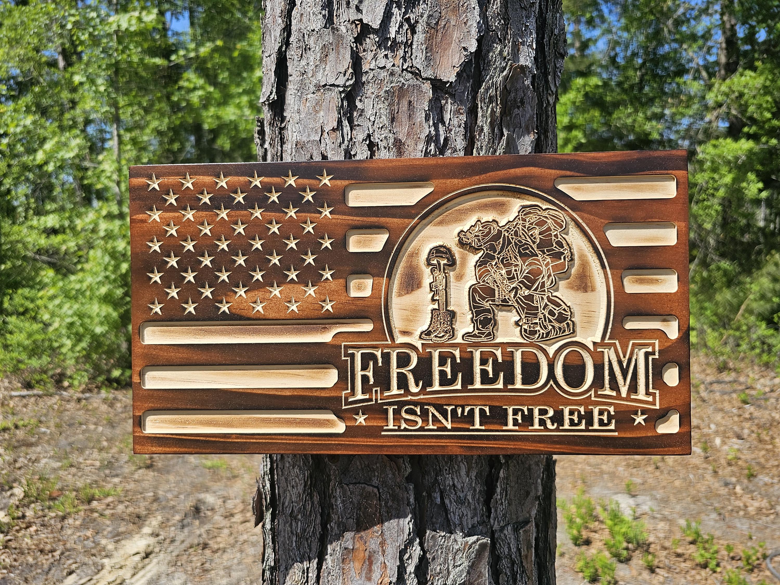 Wooden Freedom Isn't Free Soldier American Flag Sign USA - Etsy