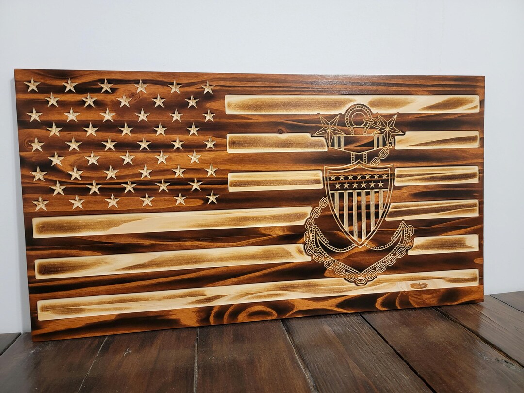 Wooden Navy Anchor Flag Sign USA - Etsy