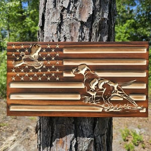Wooden Pointer and Quail Hunting Dog American Flag Sign USA - Etsy