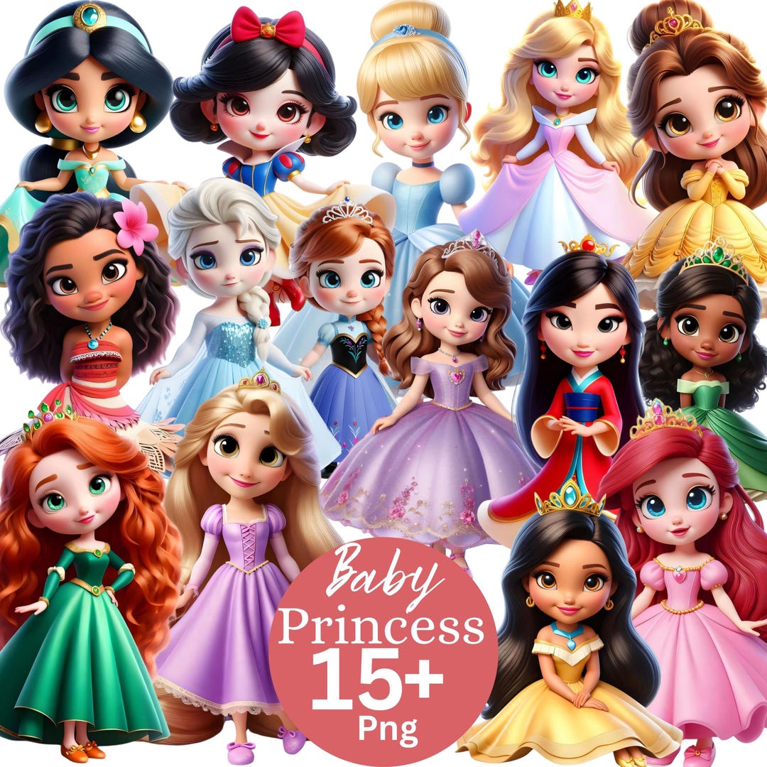 3D Princess Clipart, Baby Toddler Princess Png Bundle, Princess Decor ...