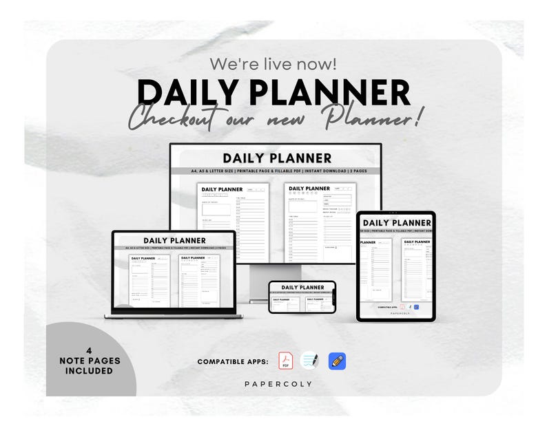 Daily Planner Printable, Daily Goal Planner, Minimalist Planner, Daily ...